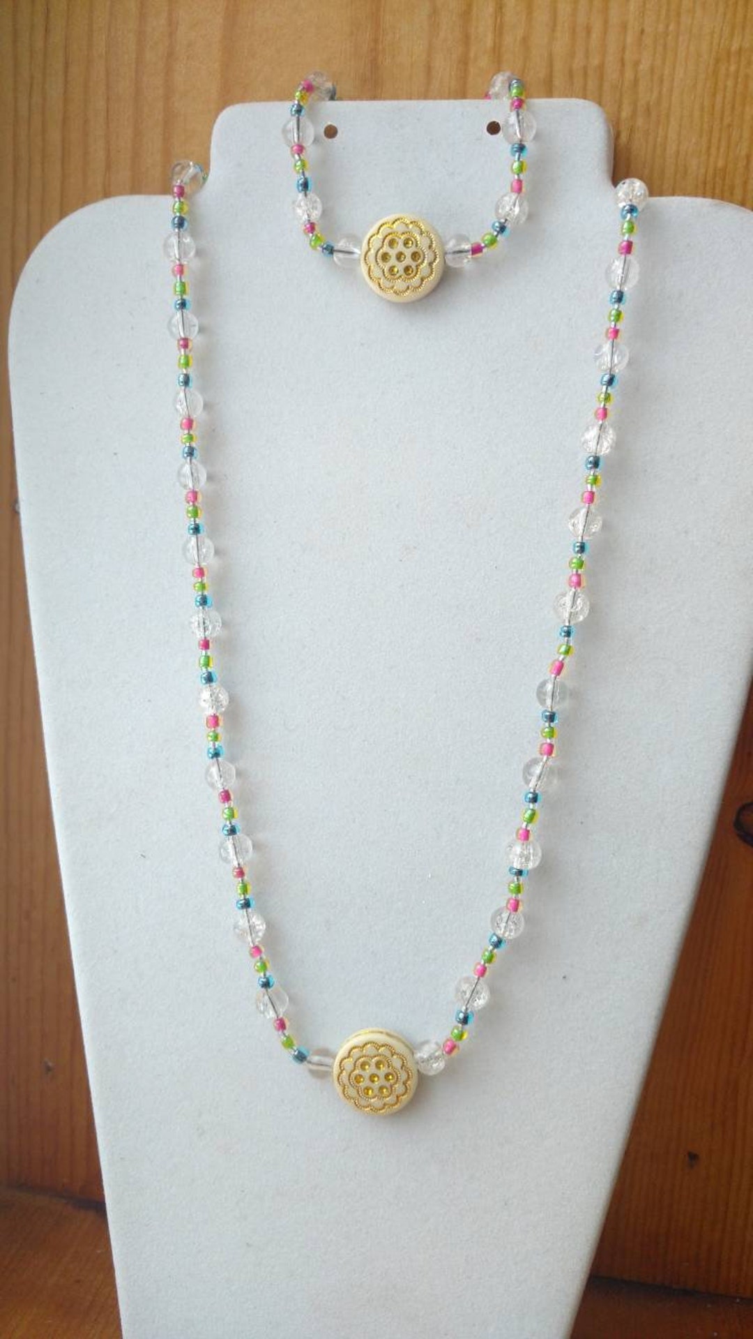 Spring Colored Glass Bead Necklace and Bracelet - Etsy