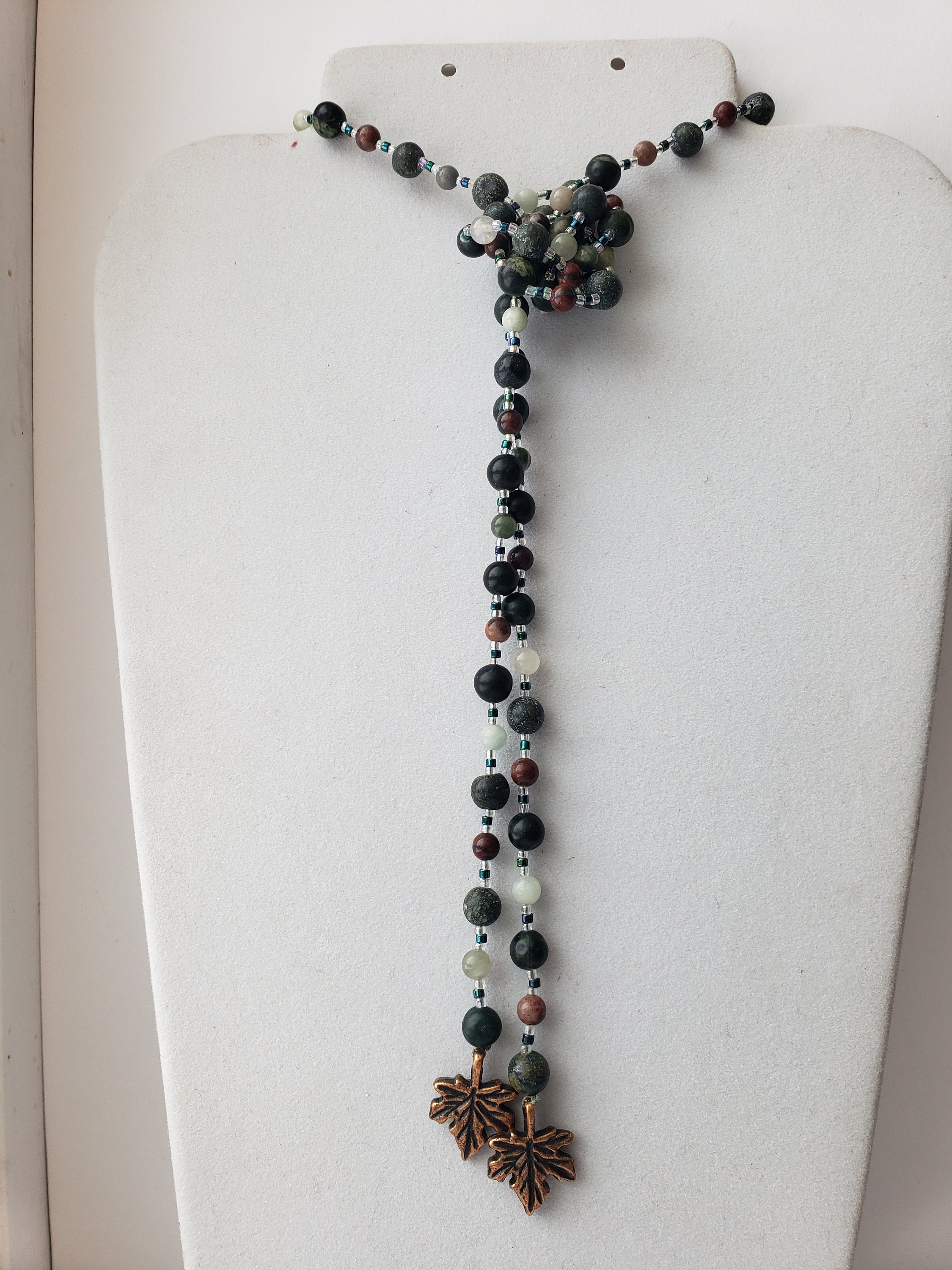 Maple Leaf Stone Open Ended Bead Necklace. - Etsy