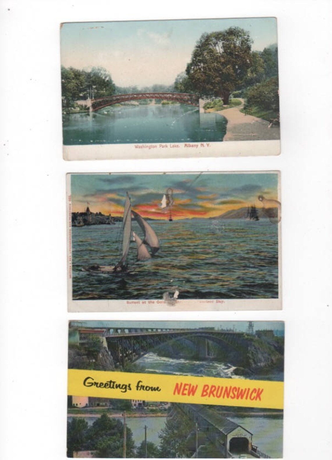 7 Vintage Travel Postcards for Scrapbook, Collage, Collecting. 1908 ...