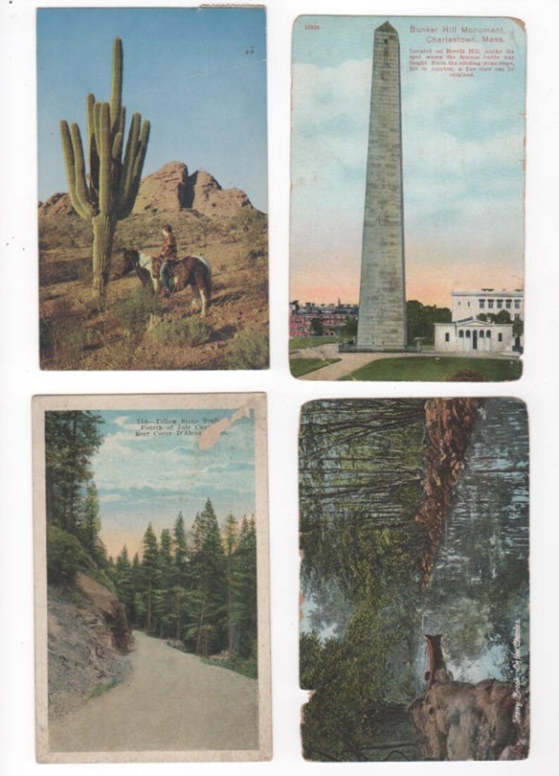 7 Vintage Travel Postcards for Scrapbook, Collage, Collecting. 1908 ...