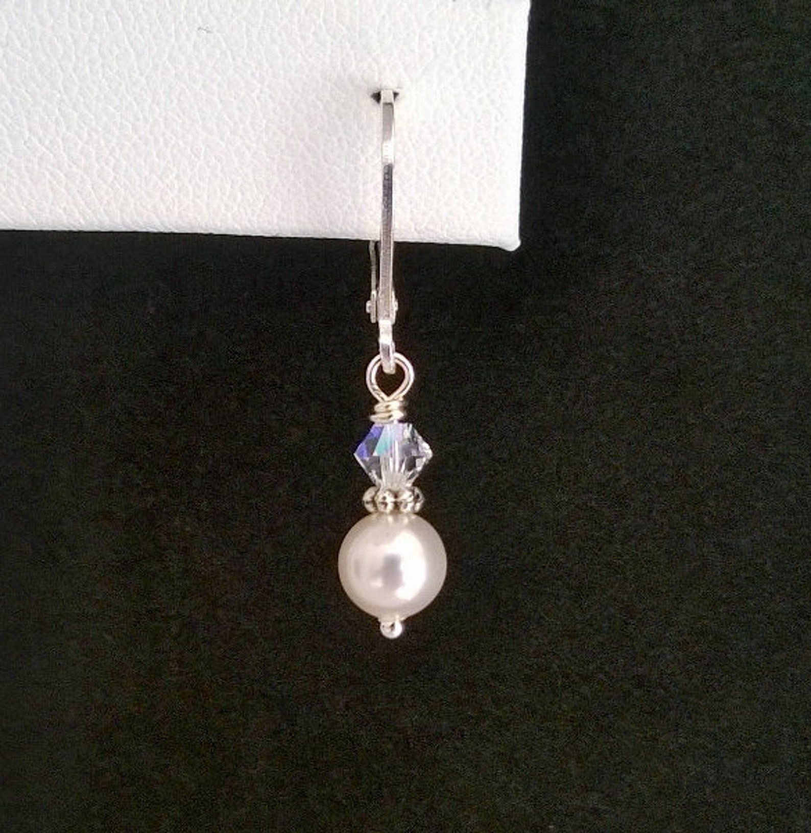 Genuine Swarovski White Crystal Pearls and Clear AB Crystal Earrings ...