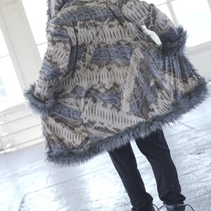 Dusty Snake Shaman Festival Faux Fur Coat Reversible Boho Tribal ...