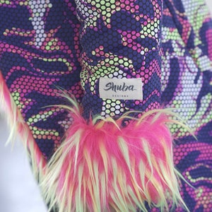 Neon Pink Monster Trippy Funky Fuzzy Rave Festival Fur Disco Burning ...