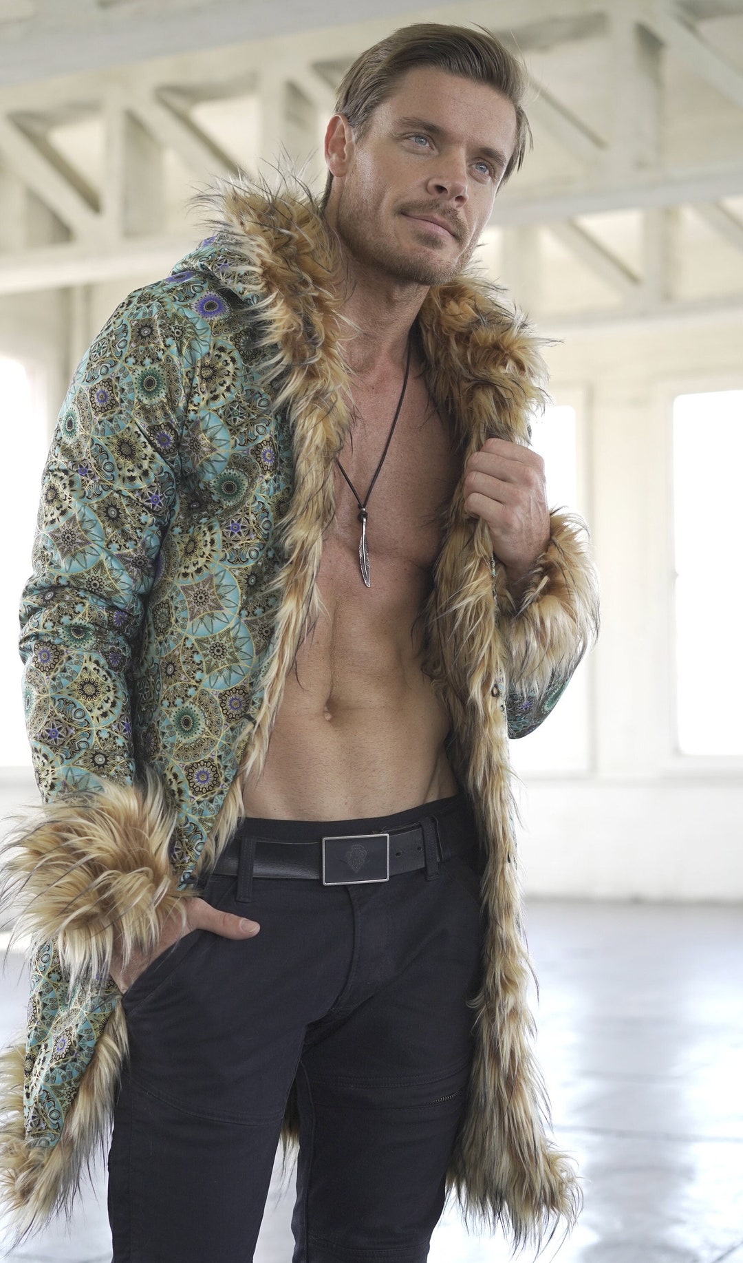 Sultan Tales Burning Man Festival Faux Fur Coat Bohemian Tribal Fashion ...