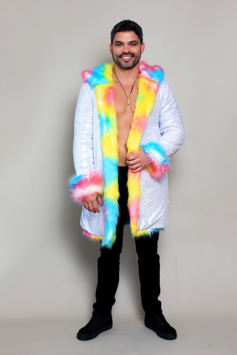Rainbow Unicorn Faux Fur Coat: Festival Costume Jacket - Etsy