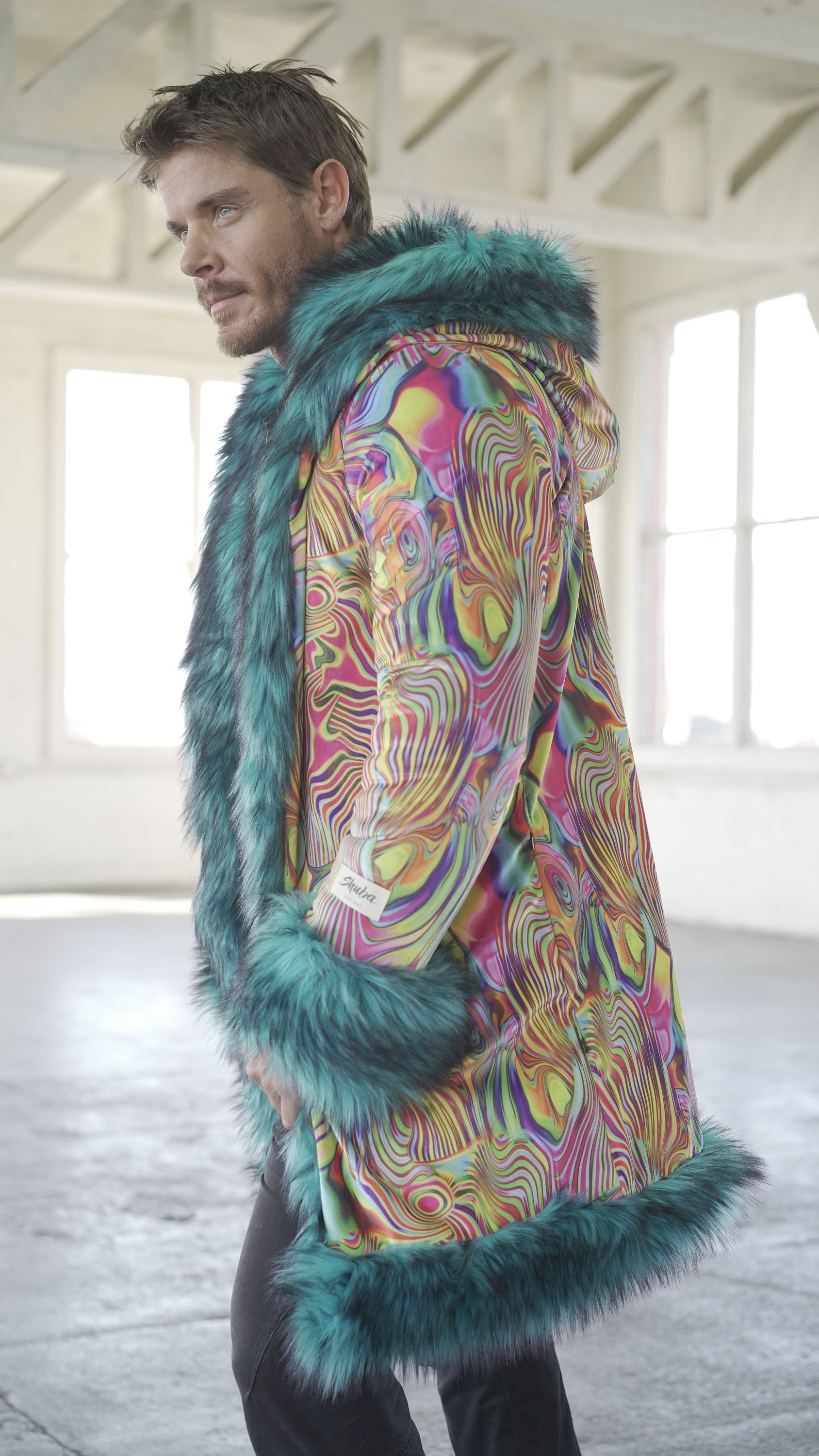 Cosmic Blue Rave Outfit Burning Man Festival Faux Fur Psychedelic Art ...
