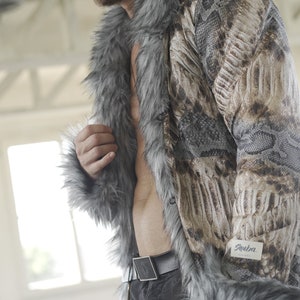 Dusty Snake Shaman Festival Faux Fur Coat Reversible Boho Tribal ...