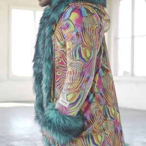 Cosmic Blue Rave Outfit Burning Man Festival Faux Fur Psychedelic Art ...
