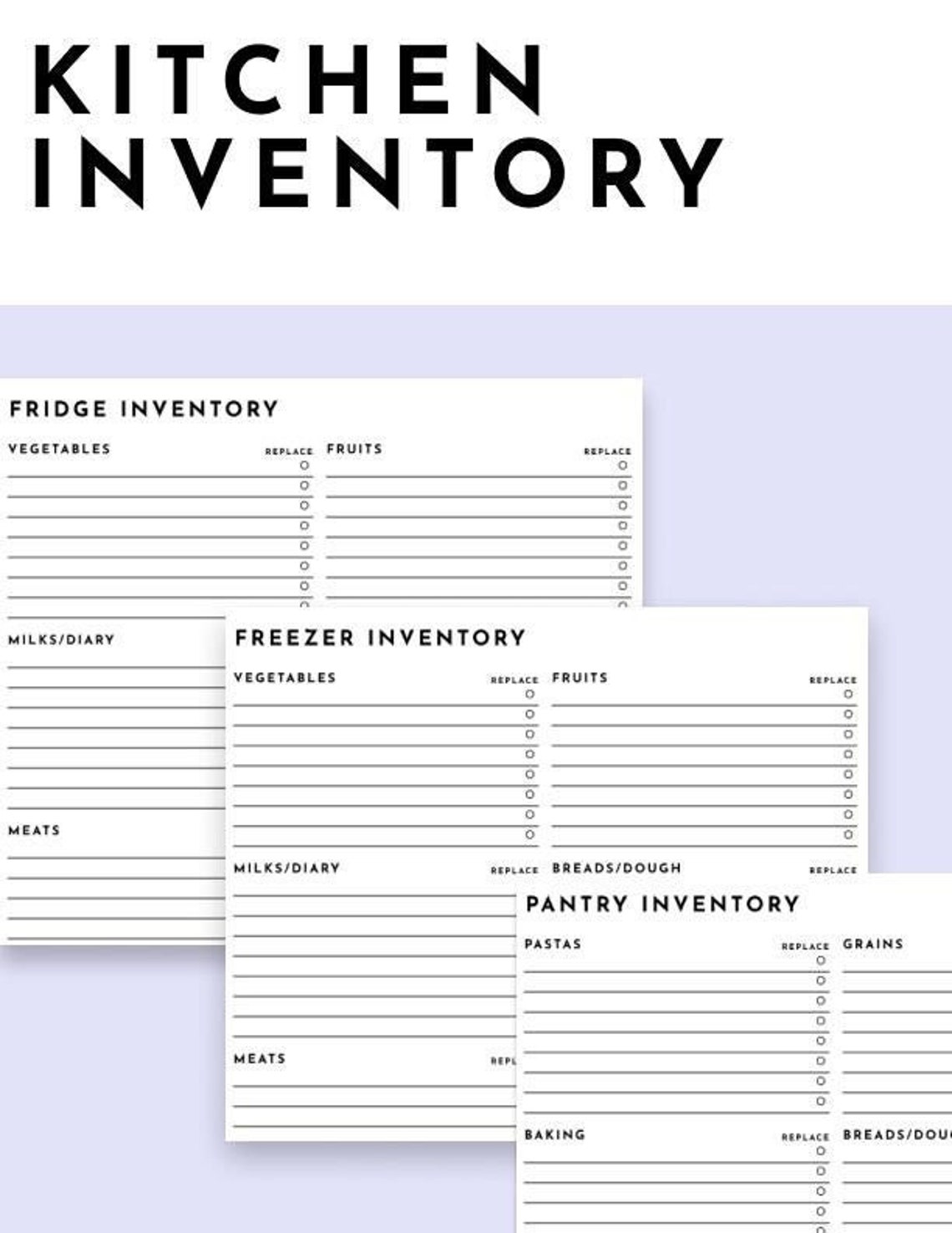 Kitchen Inventory Sheets - Etsy