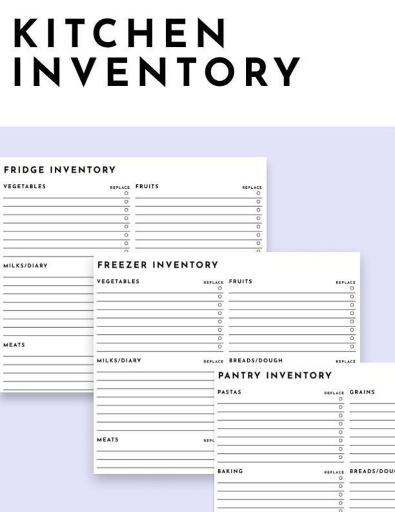 Kitchen Inventory Sheets - Etsy
