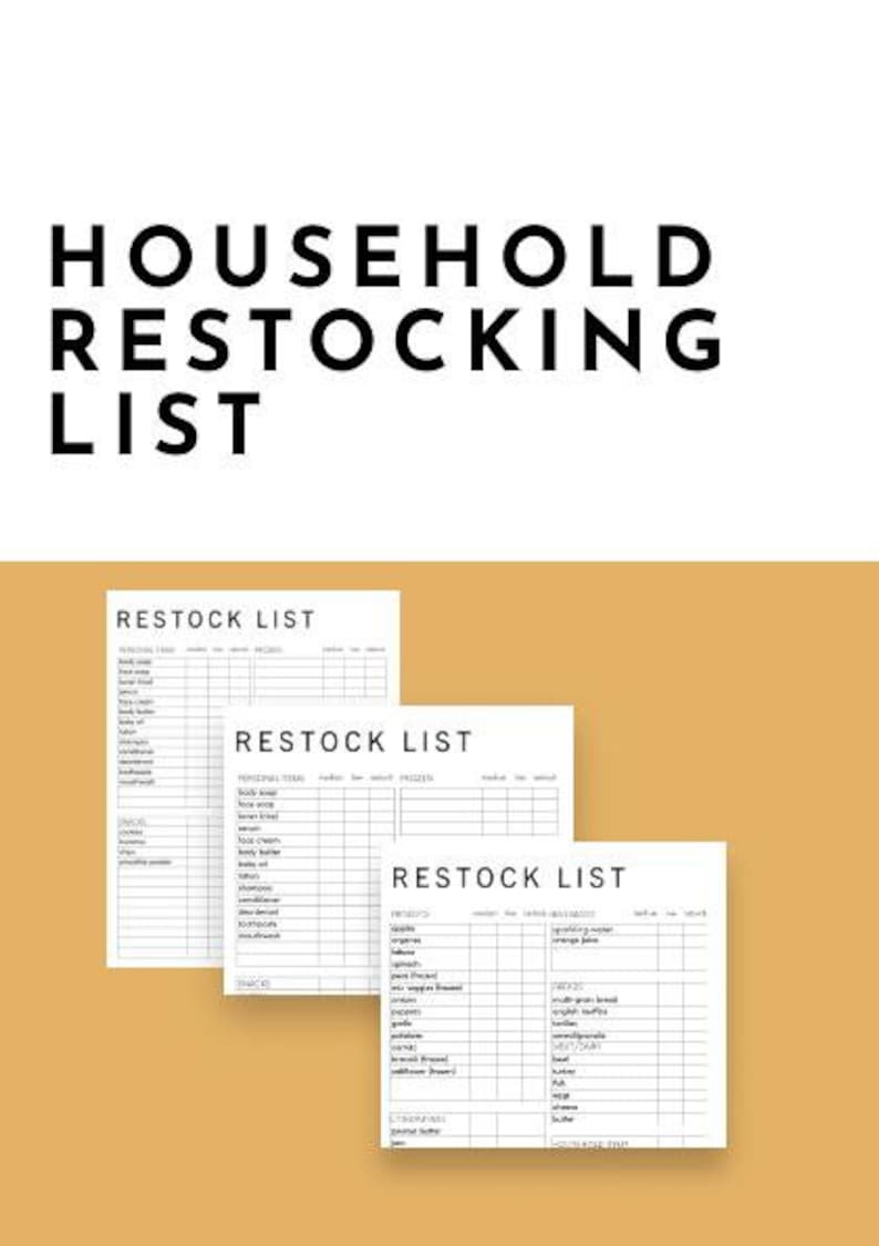 Household Restocking List - Etsy