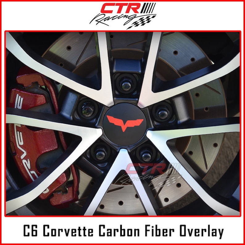 C6 Corvette Wheel Center Cap Rim Overlay Decal Carbon Fiber 2005-2013 ...