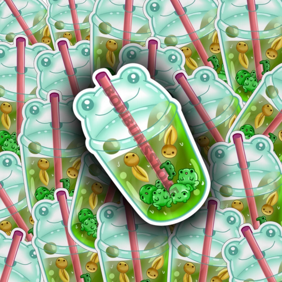 Froggy Boba Sticker Waterproof Vinyl Sticker Boba Bubble - Etsy