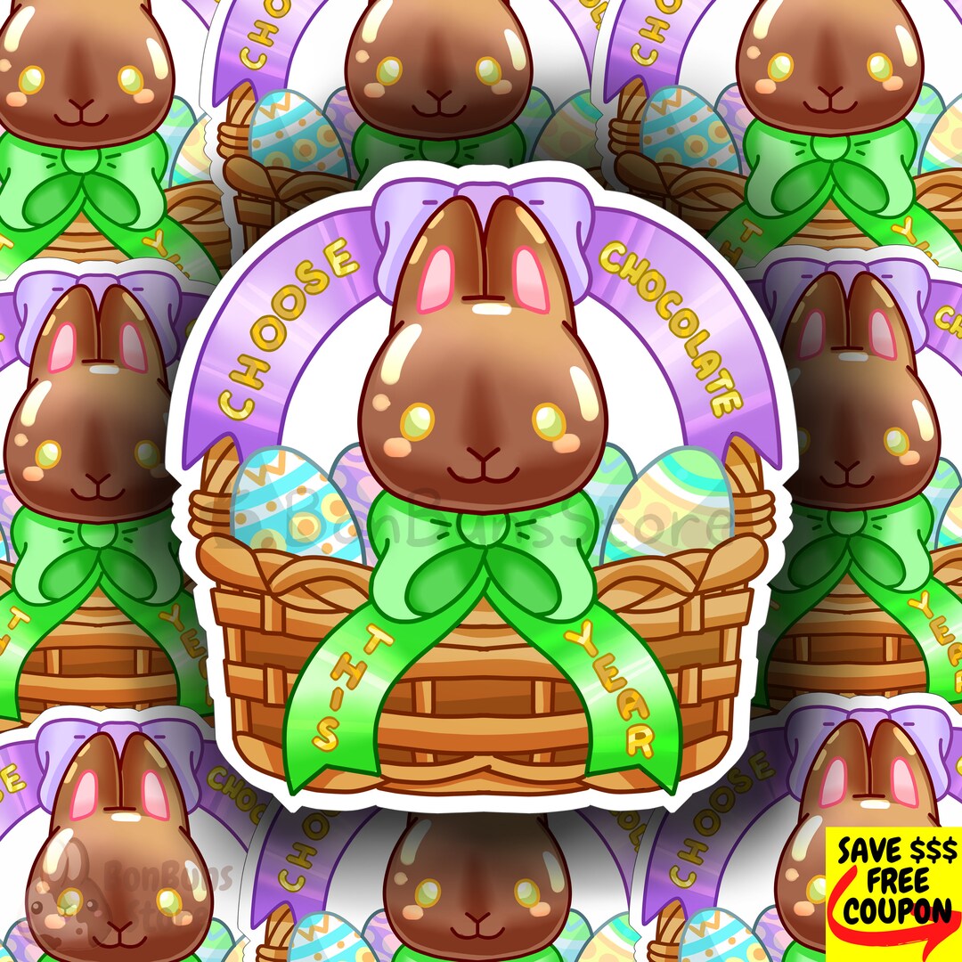 CHARITY Chocolate Bunny Sticker | Waterproof Vinyl Sticker, Foodie ...