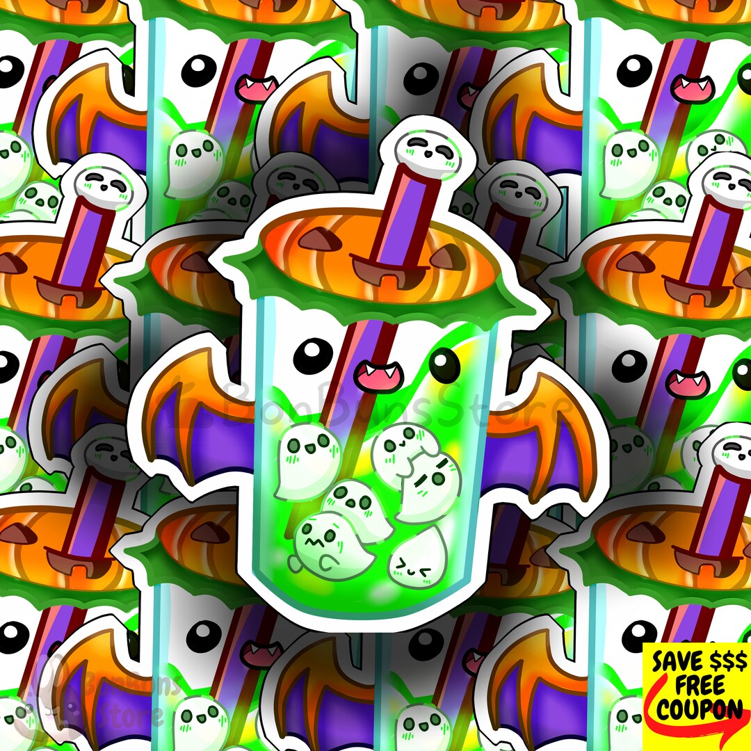 Boo-ba Sticker | Waterproof Vinyl Sticker, Bubble Tea, Boba, Halloween ...