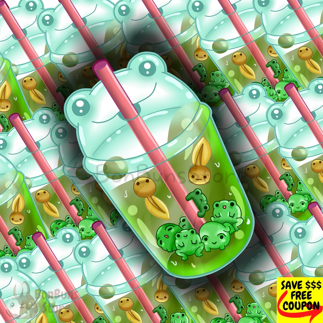 Froggy Boba Sticker | Waterproof Vinyl Sticker, Boba, Bubble Tea, Frogs ...