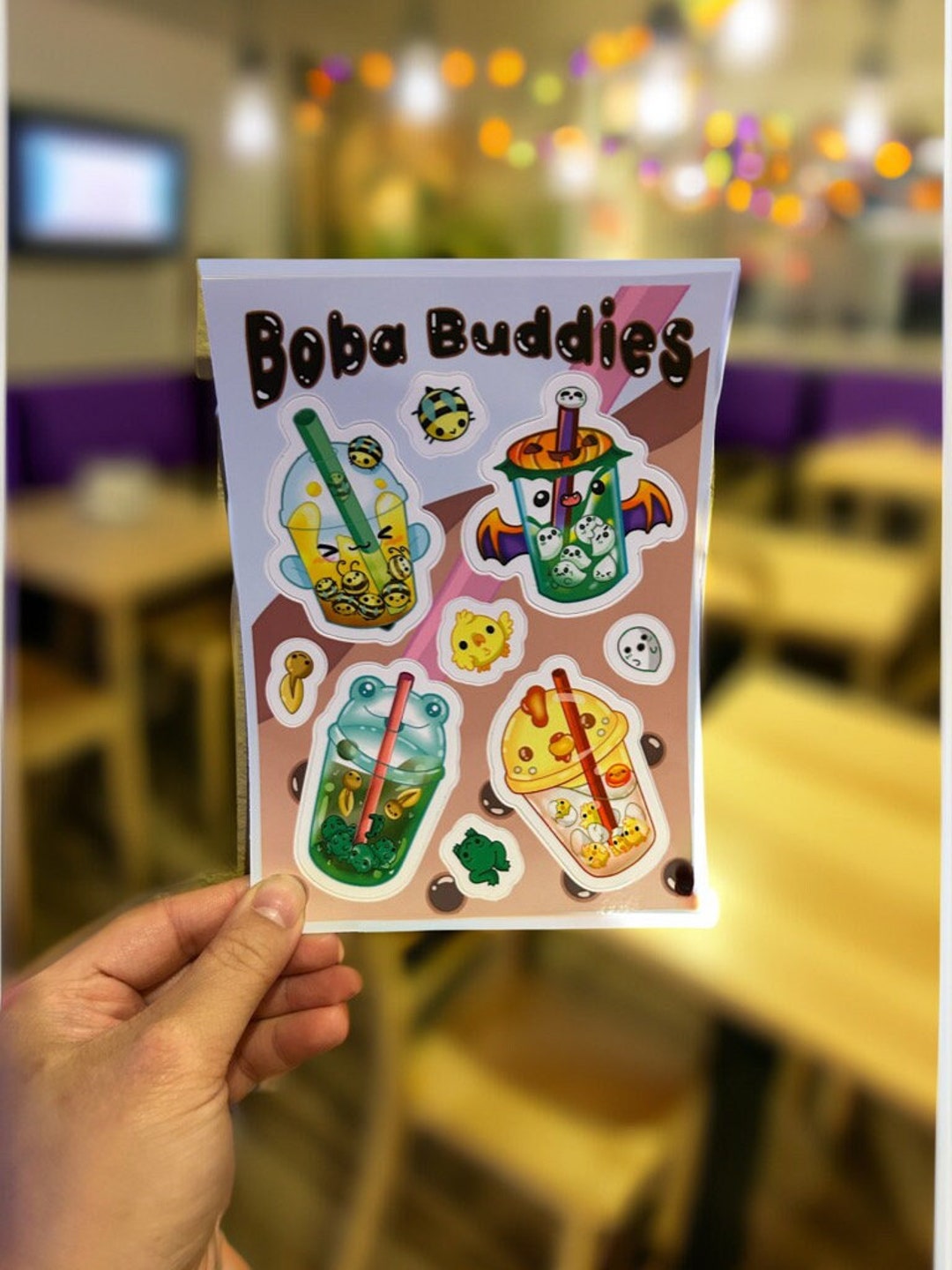 Boba Buddies Sticker Sheet | Waterproof Vinyl Sticker, Boba, Bubble Tea, Bees, Animals, Cute ...