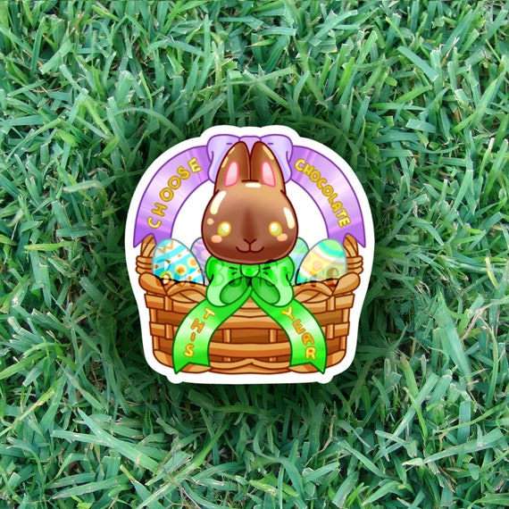 CHARITY Chocolate Bunny Sticker Waterproof Vinyl Sticker | Etsy