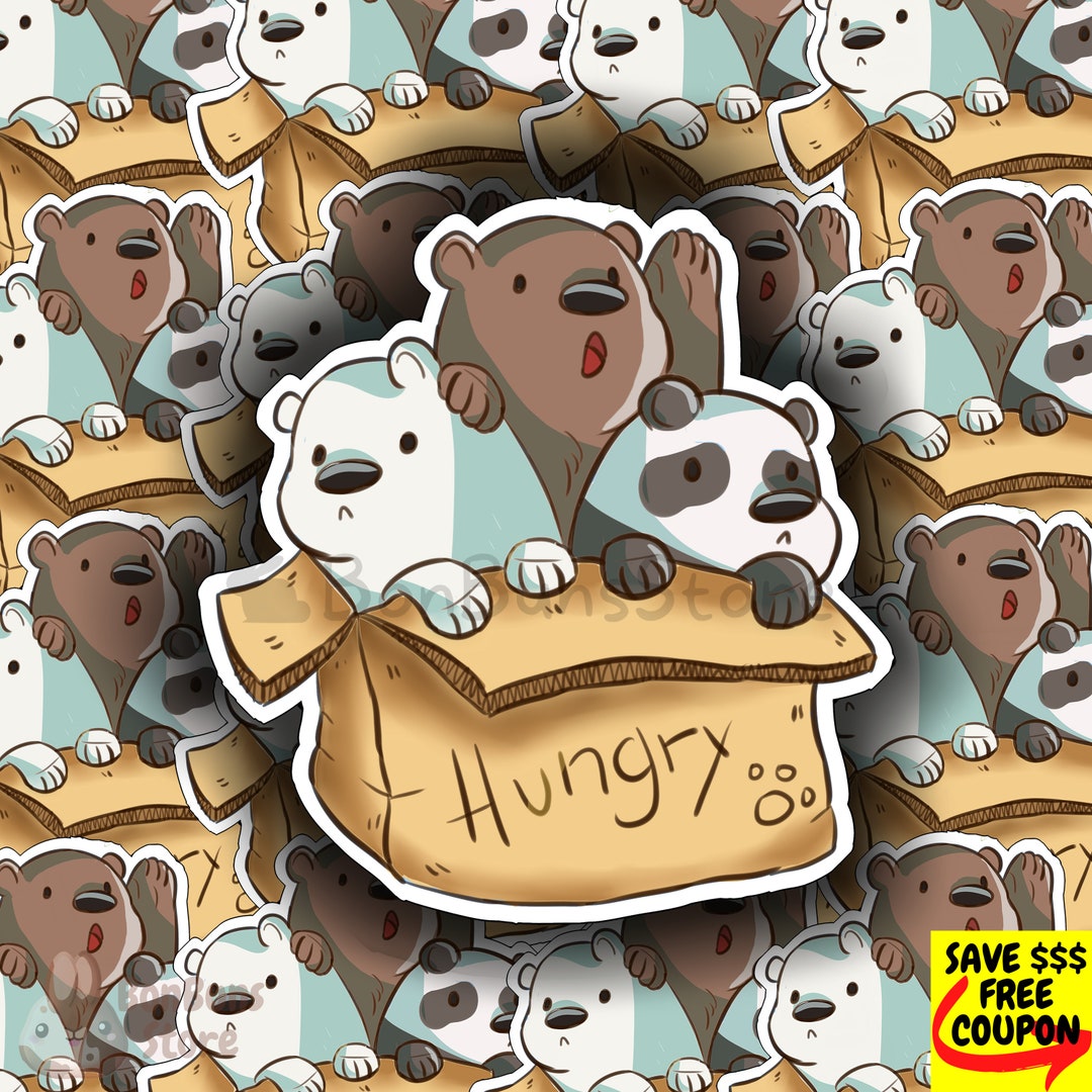 Hungry Sticker | Waterproof Vinyl Sticker, We Bare Bears, Bears, Baby ...