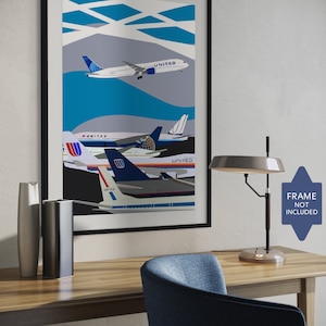 United Airlines History Art Print: Mid-century Modern Aviation Poster ...