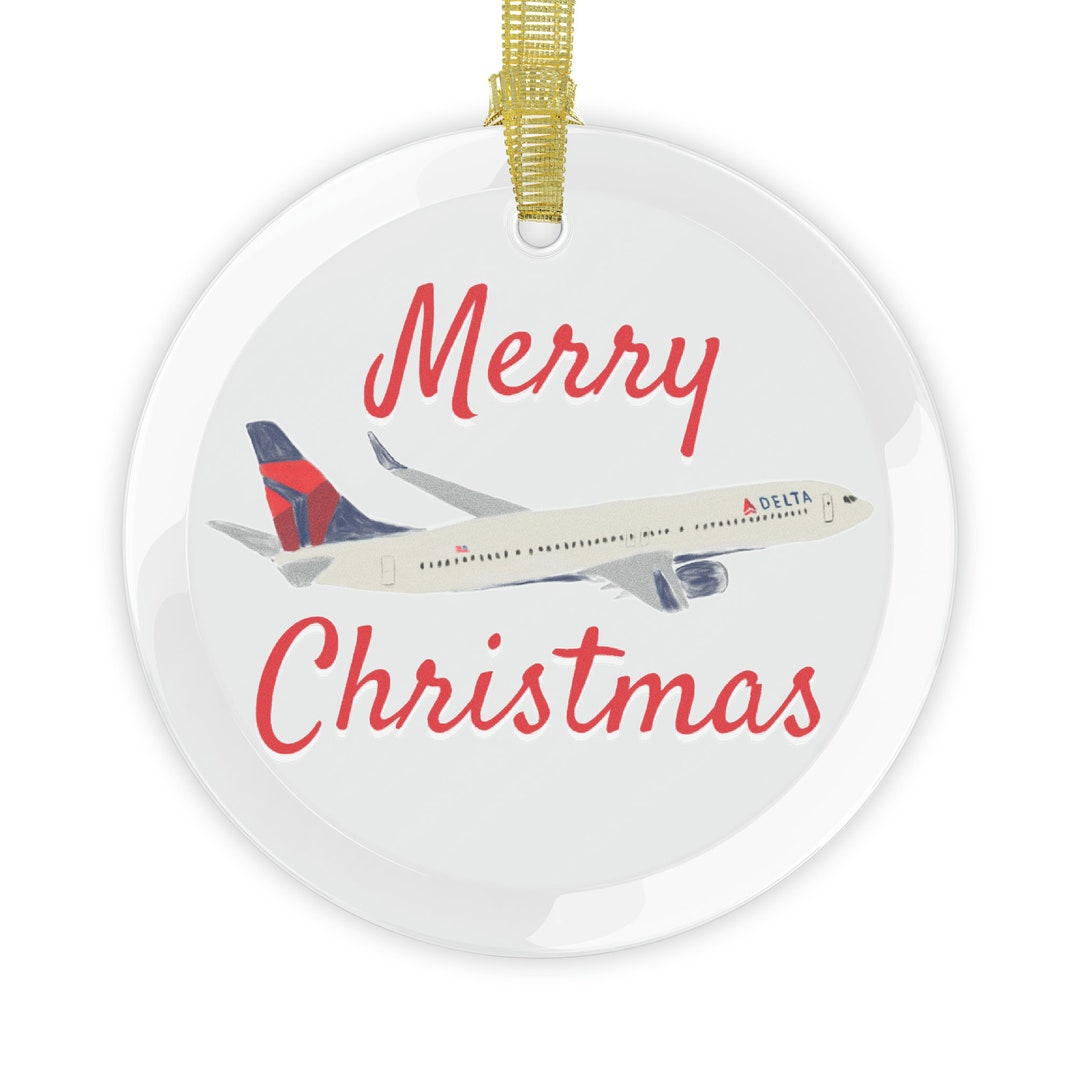 Delta Air Lines Themed Merry Christmas Glass Ornament - Etsy