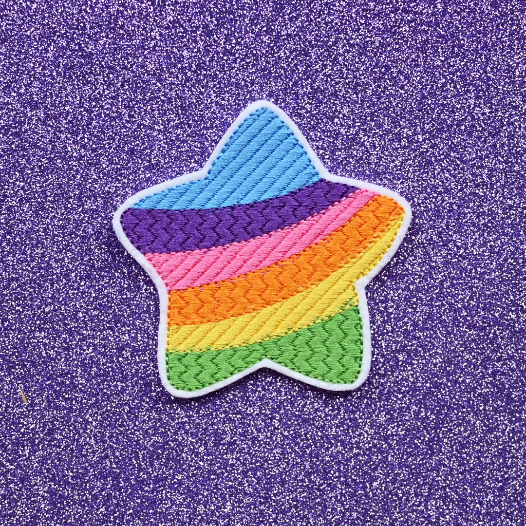 90s Sticker Textured Star Embroidered Iron on Patch - Etsy