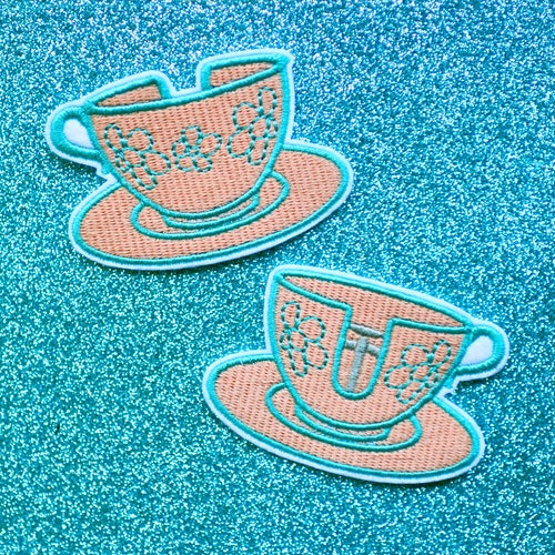 Yellow Teacup Embroidered Iron on Patch - Etsy