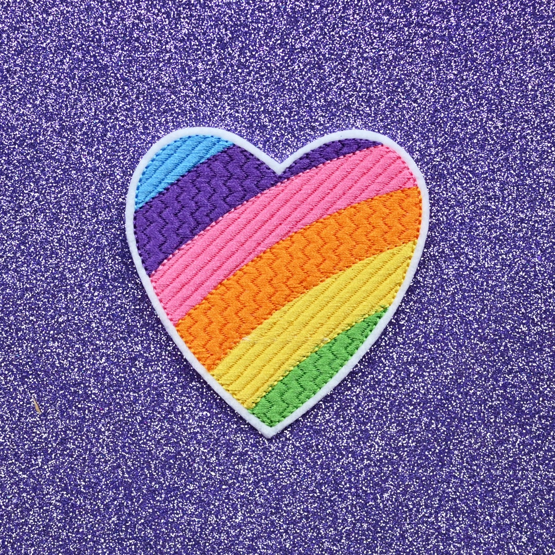 90s Sticker Textured Heart Embroidered Iron on Patch - Etsy
