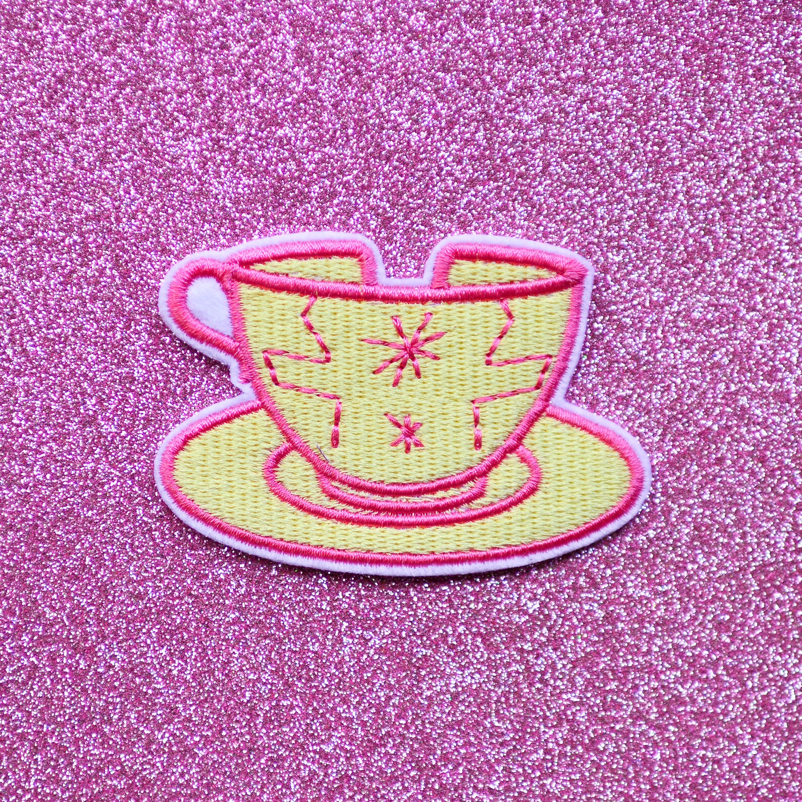 Yellow Teacup Embroidered Iron on Patch - Etsy