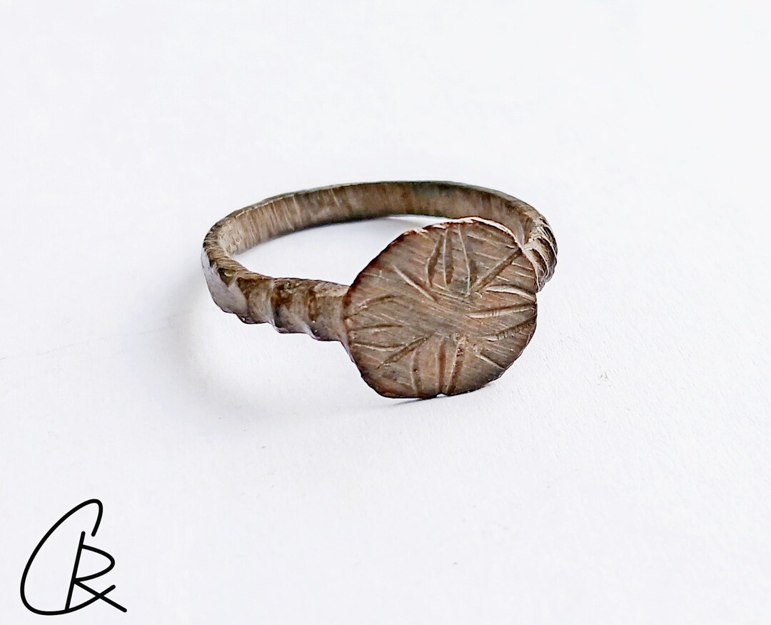 Medieval Ring With Floral Designs. Viking Bronze Ring. Rare Antique ...