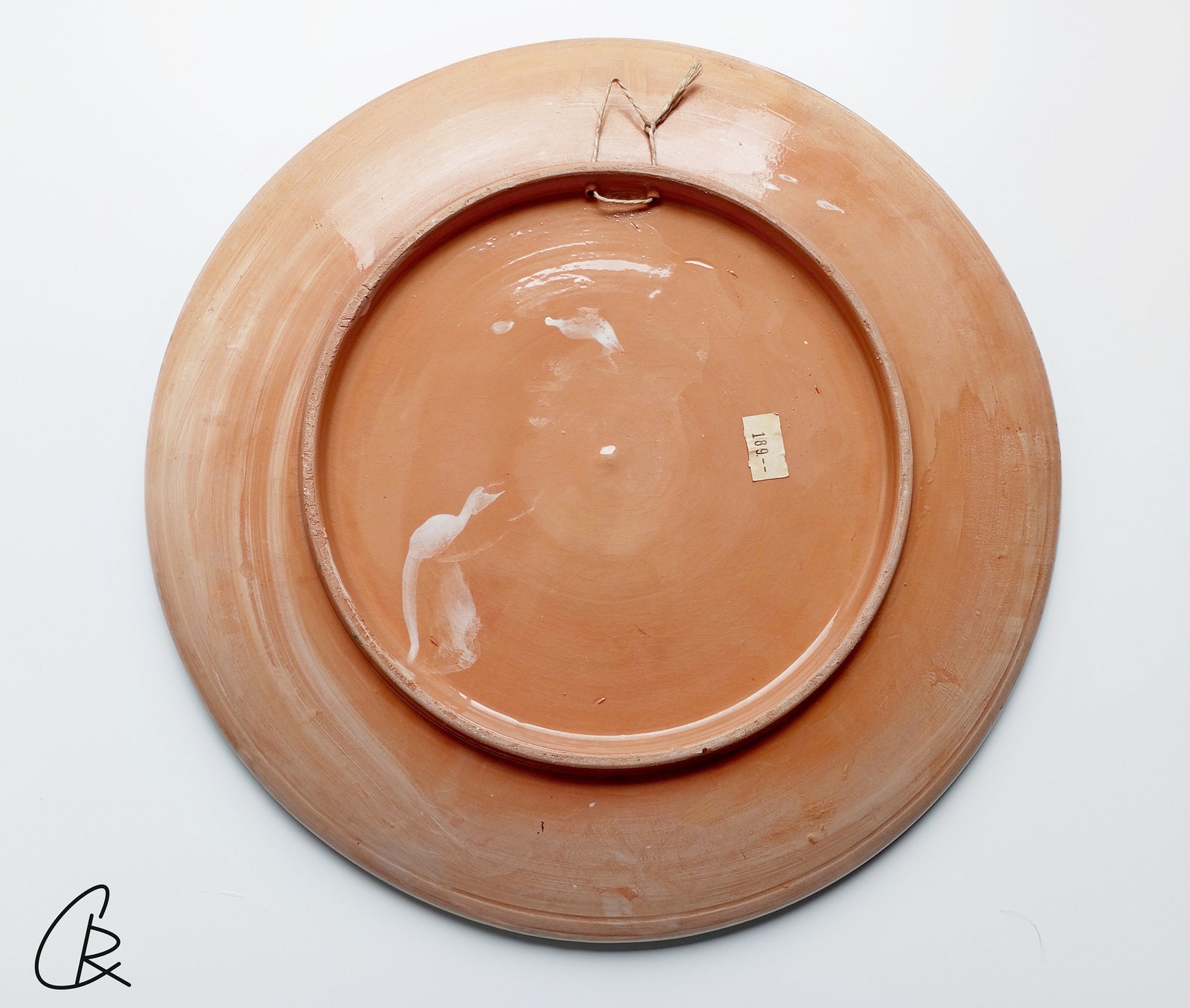 Large Floral Ceramic Wall Plate Hand Painted Vintage Rustic Decor ...