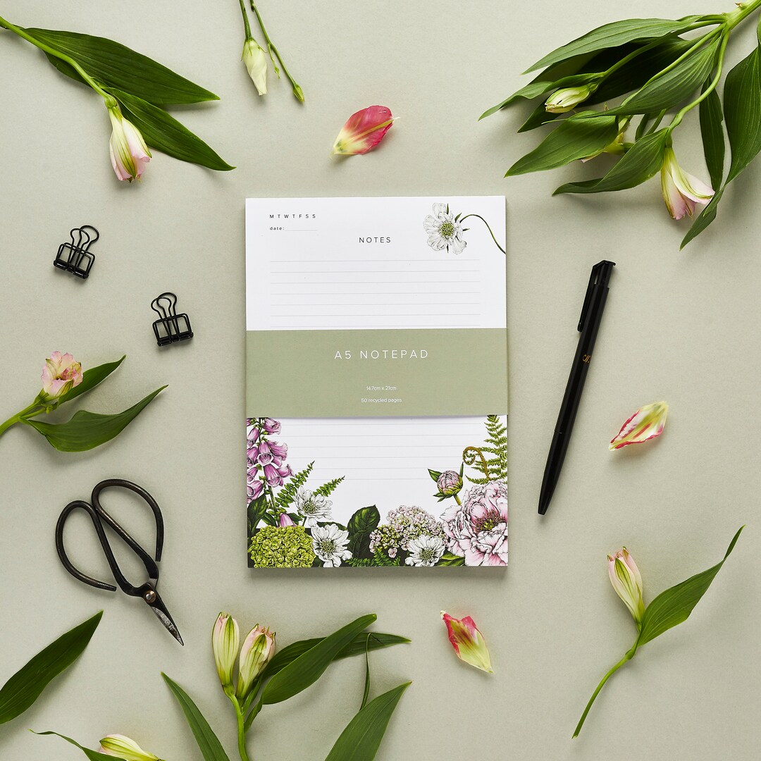 A5 Notepad Botanical Recycled Notepad Summer Garden - Etsy