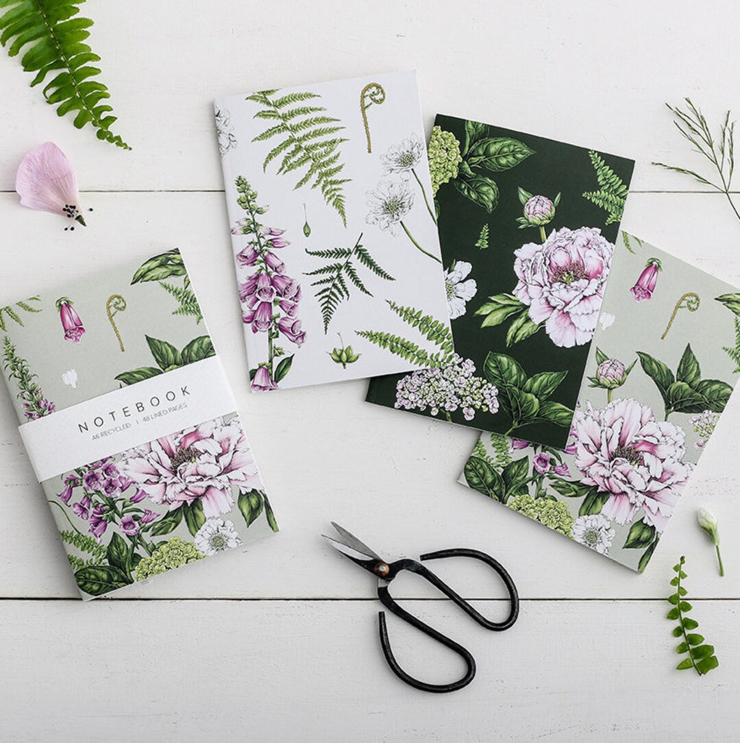 A6 Notebooks - Set of 3 - Pocket Notebooks - Botanical 'summer Garden ...