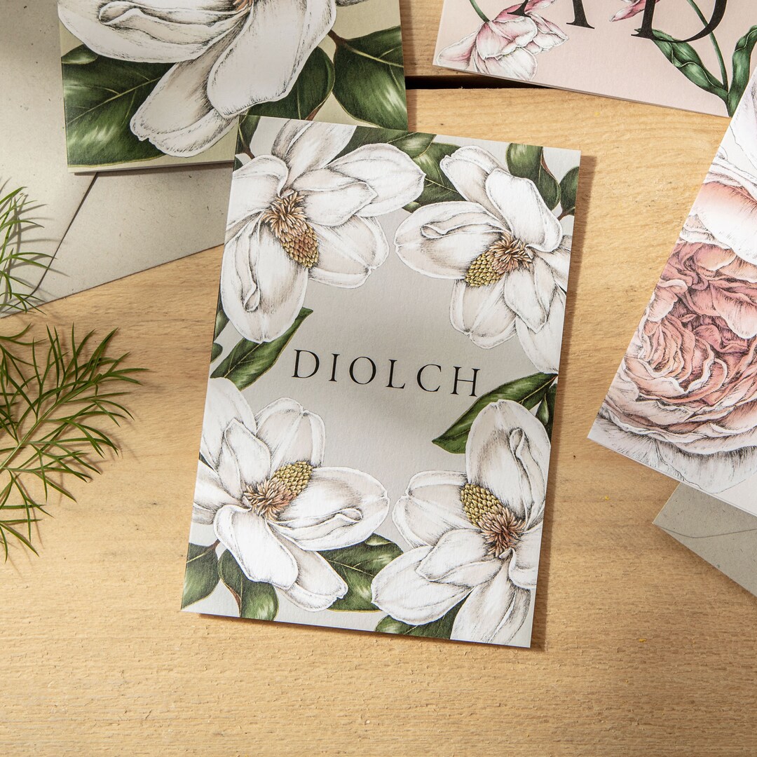 Carden 'DIOLCH' - Spring Blossom Collection - Cymraeg - Etsy