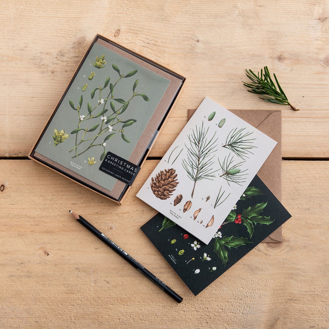 Luxury Box of 8 Botanical Christmas Cards Species - Etsy