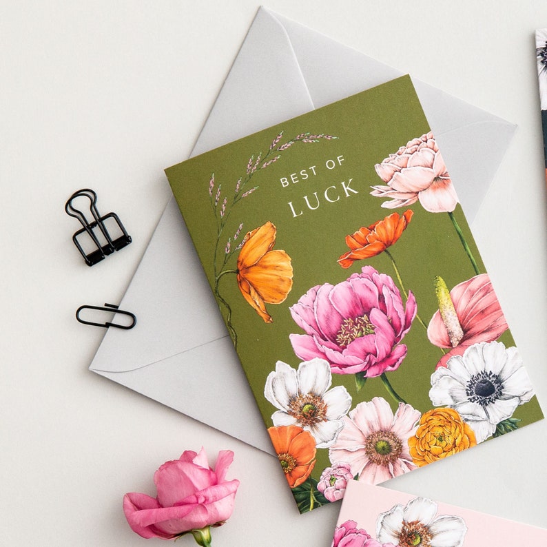 Best of Luck Greeting Card 'floral Brights' - Etsy