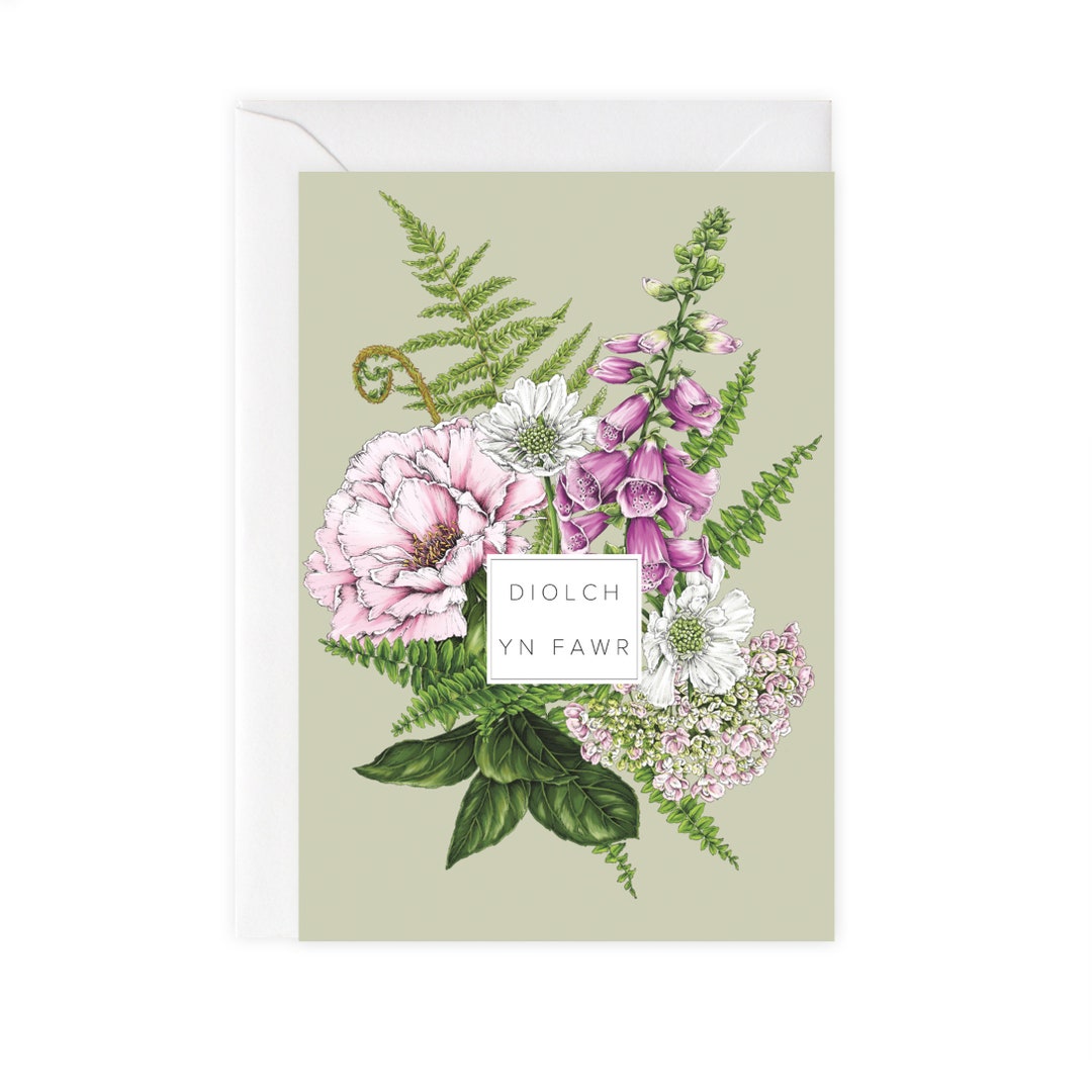 Carden 'diolch Yn Fawr' - Summer Garden Collection - Cymraeg - Etsy