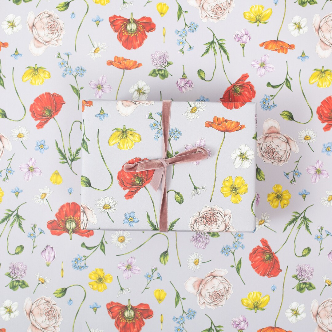 Botanical Wrapping Paper Recycled Gift Wrap Champ De Fleur - Etsy