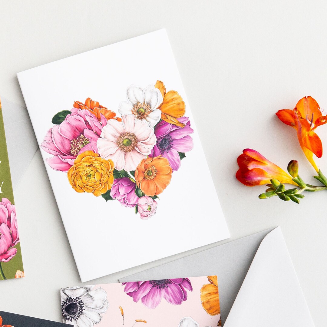 Greeting Card - 'floral Brights' Collection - Botanical / Floral Card ...