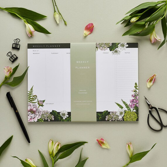 Weekly Planner A4 Botanical Desk Planner Summer Garden | Etsy