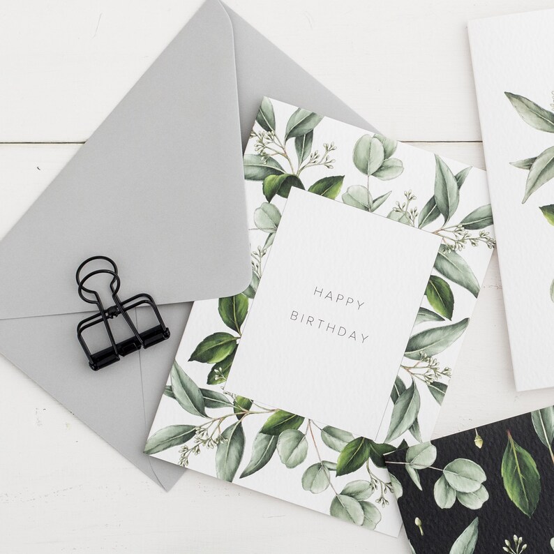 Happy Birthday Greeting Card 'greenery' Collection - Etsy