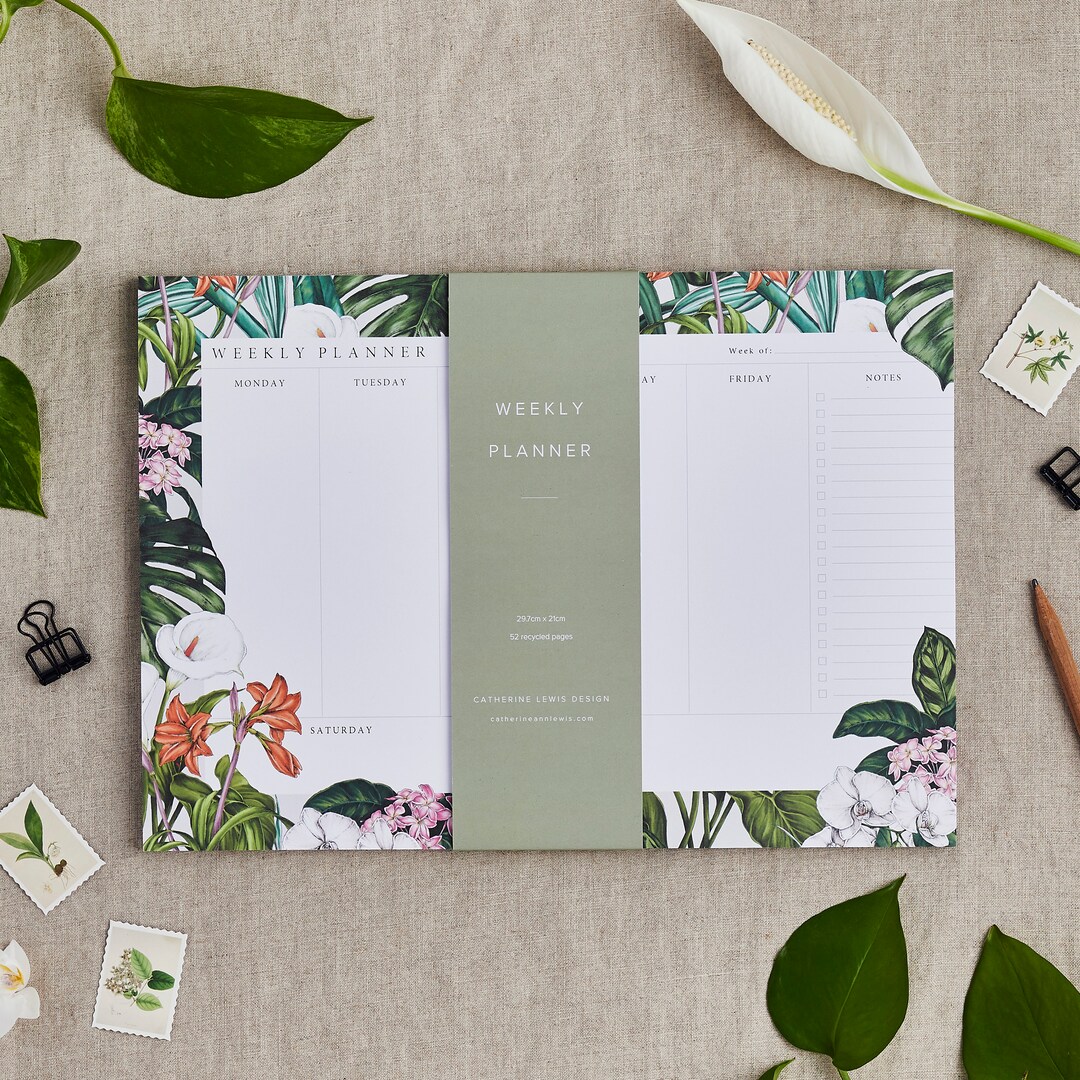 Weekly Planner A4 - Botanical Desk Planner - Palm House Tropics - Etsy