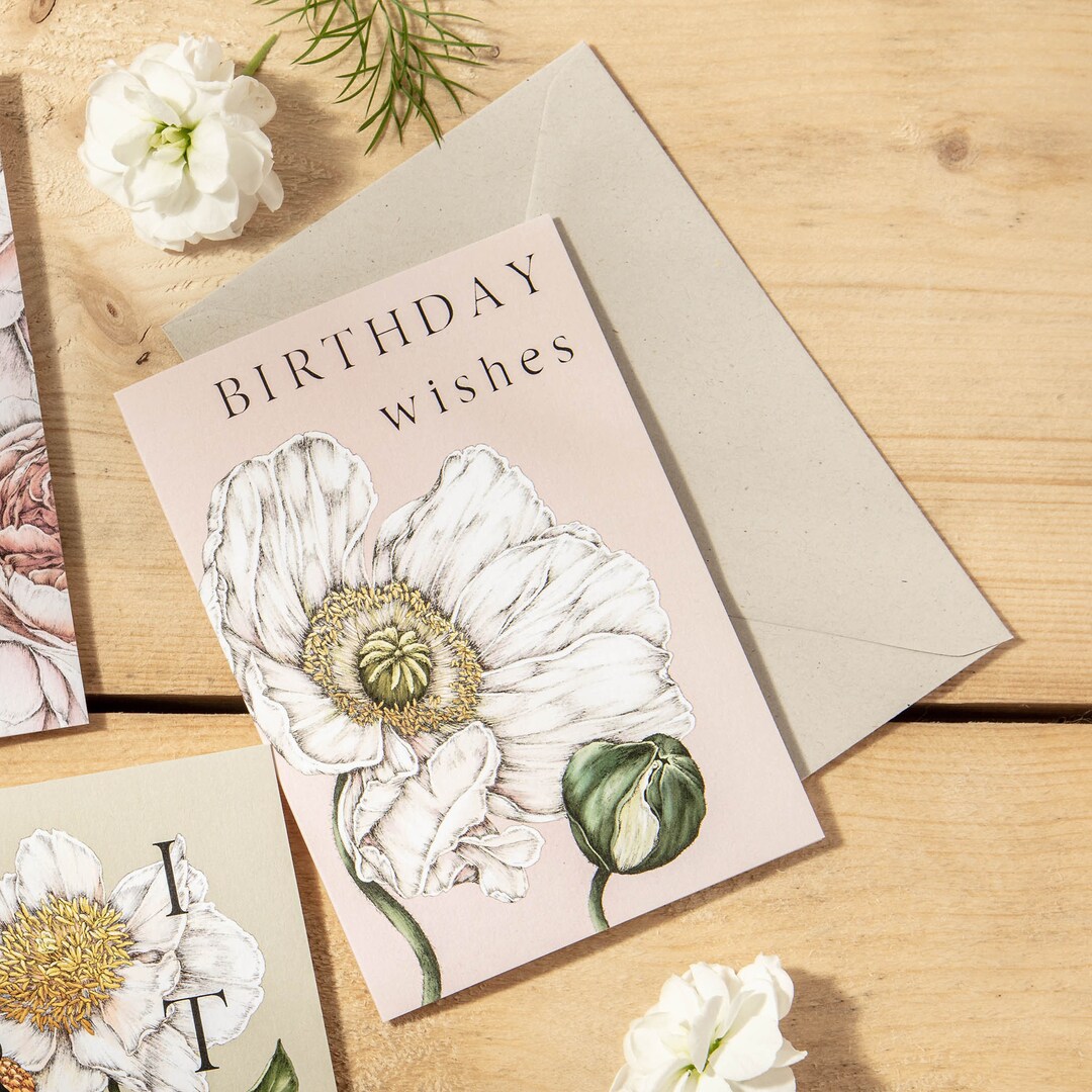 Birthday Wishes Greeting Card 'spring Blossom' Collection Botanical ...