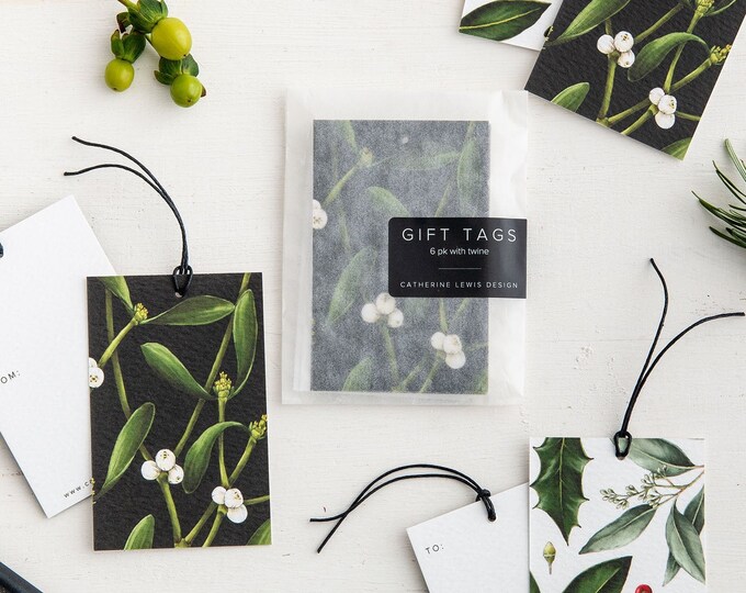 Christmas Gift Tags - Greenery / Mistletoe Collection - Pack of 6 - Etsy