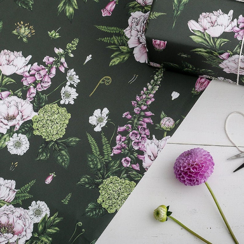 Botanical Wrapping Paper Recycled Gift Wrap Summer Garden - Etsy UK