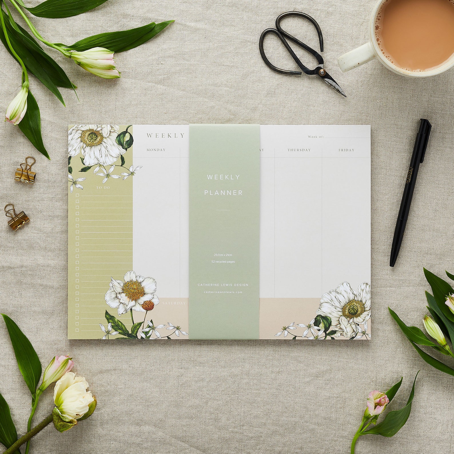 Weekly Planner A4 Botanical Desk Planner Spring Blossom - Etsy