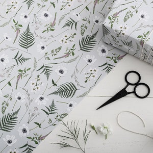 Botanical Wrapping Paper Recycled Gift Wrap Wild Meadow Grey - Etsy