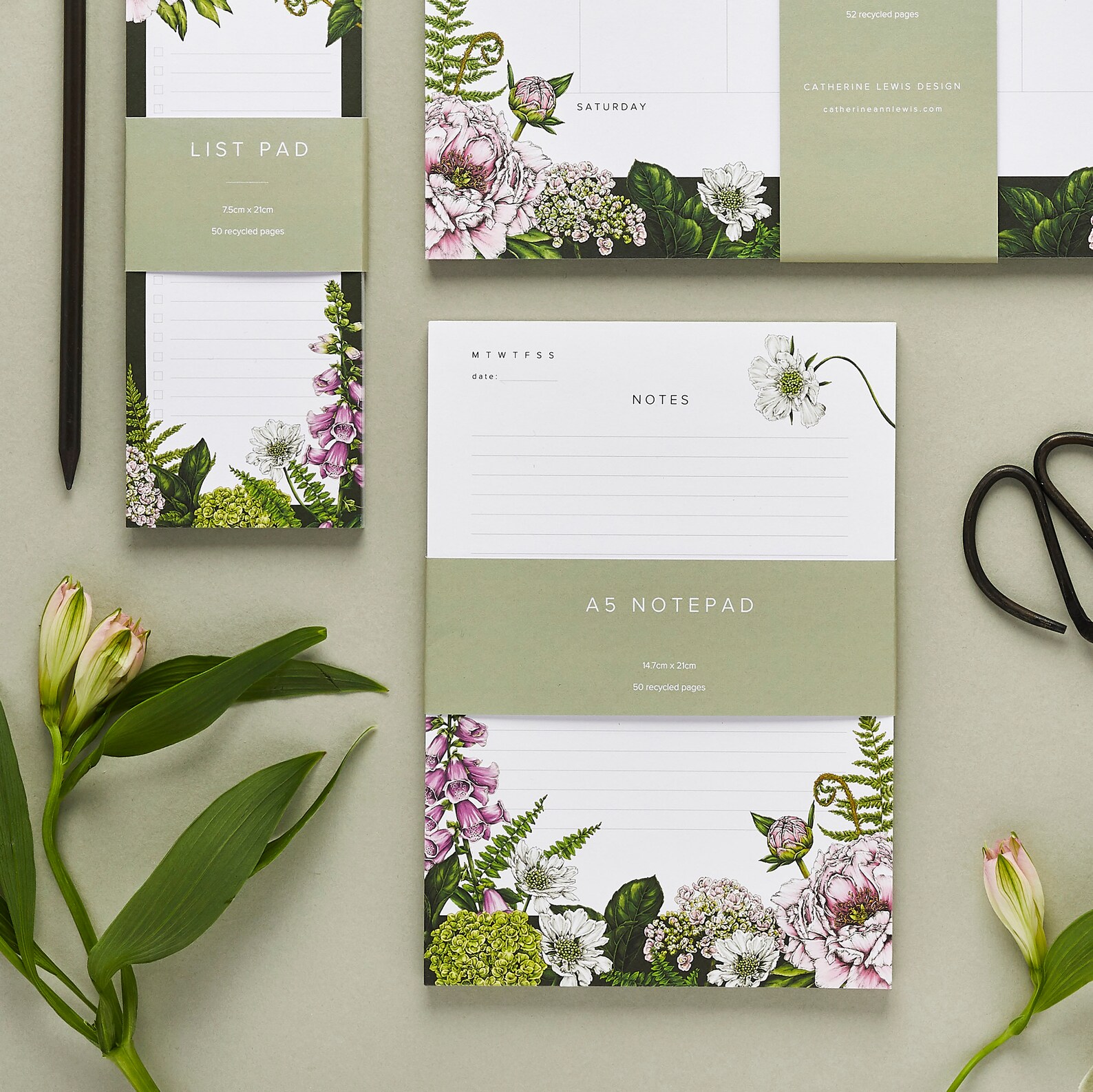 A5 Notepad Botanical Recycled Notepad Summer Garden - Etsy