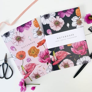 A5 Notebooks - Set of 2 Notebooks - Botanical 'floral Brights ...