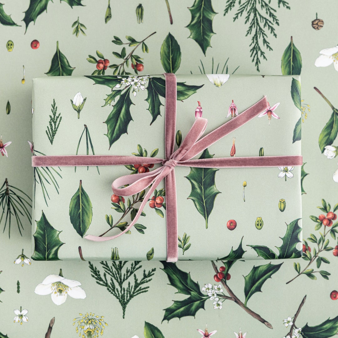 Christmas Botanical Wrapping Paper - Luxury Eco Gift Wrap - Berry Mix ...